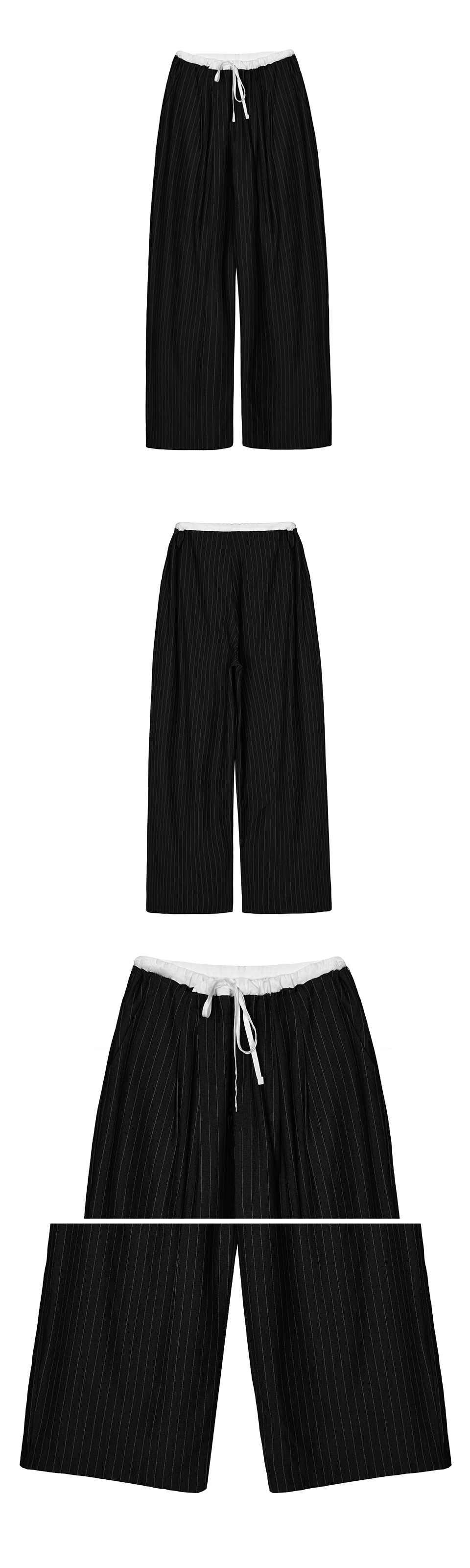 STRIPE LAYERED PINTUCK SLACKS_BLACK - 감도 깊은 취향 셀렉트샵 29CM